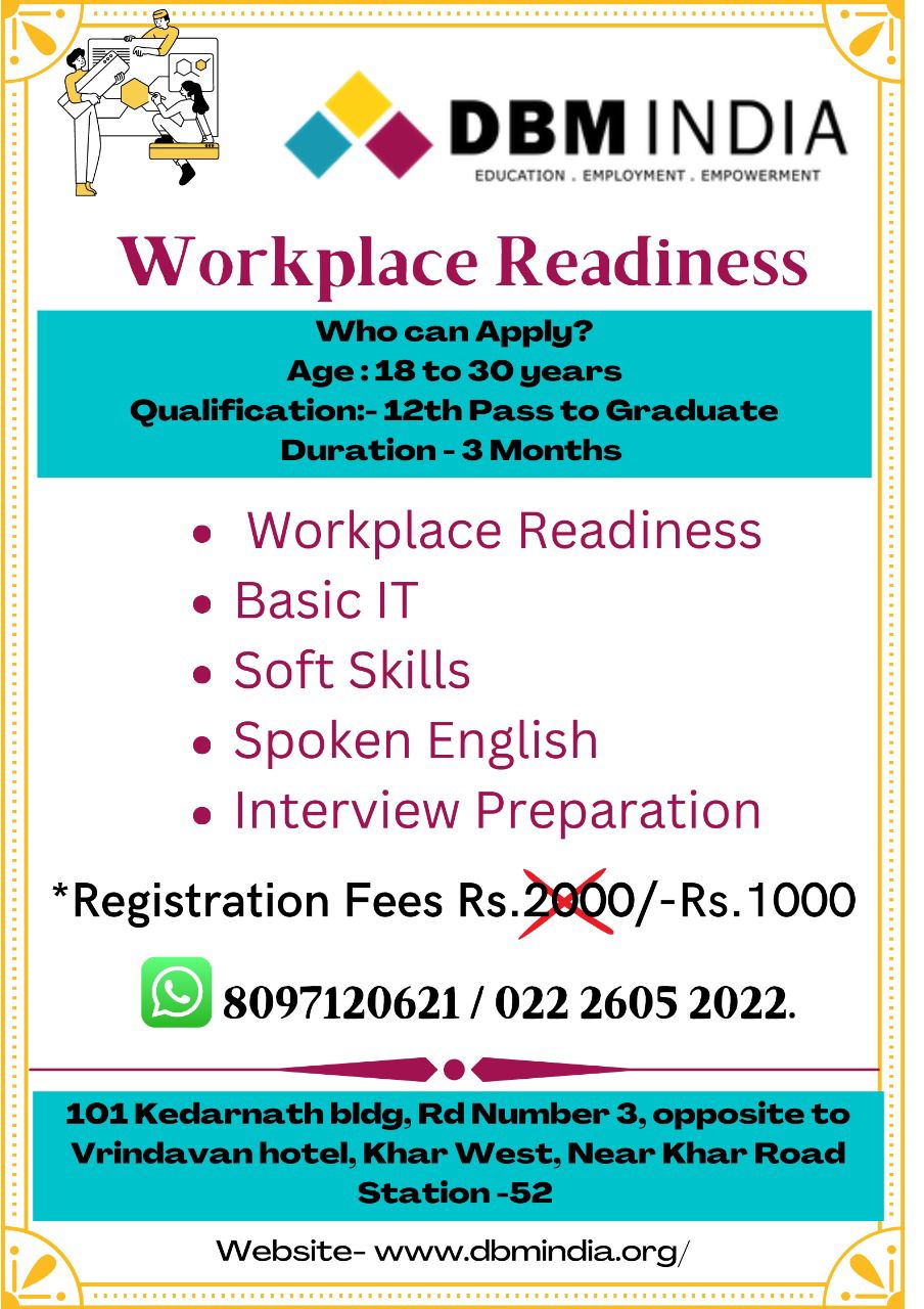 DBM is starting a Course on Workplace Readiness - Dharma Bharathi Mission